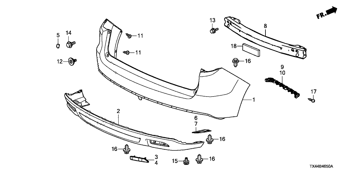 04716-TX4-A90 - Genuine Acura Face, RR. Bumper (Lower) (Dot)