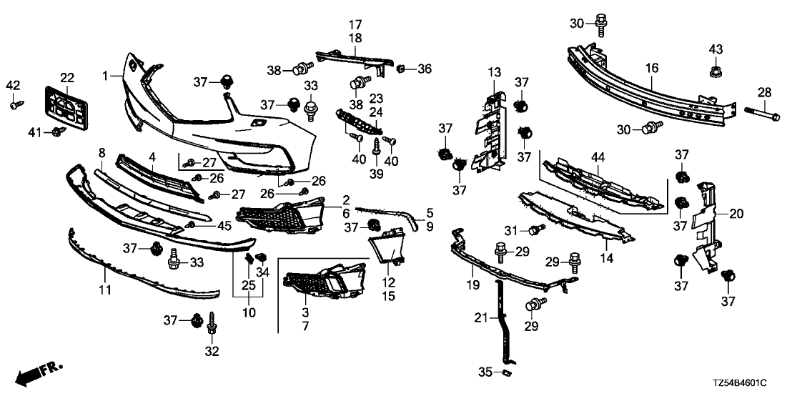 71140-TZ5-A10 - Genuine Acura Beam, R. FR. Bumper Corner (Upper)