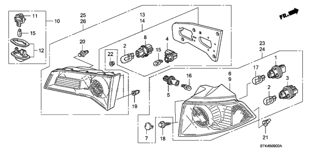 33501-STK-A01 Genuine Acura Lamp Unit, Passenger Side Tail