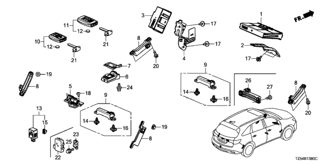 72147-TZ5-A11 Genuine Acura Fob Assembly (Driver 2)