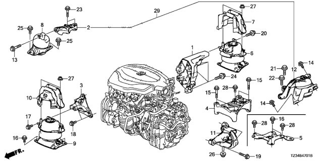 Engine Mounts - 2015 Acura TLX 4 Door BASE KA 9AT