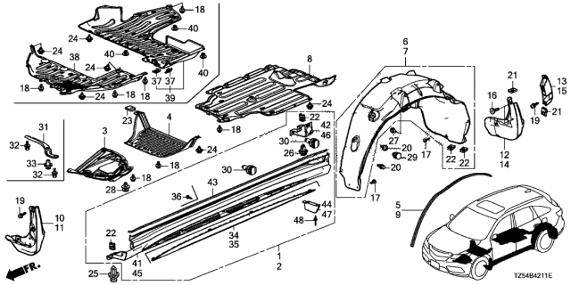 74114-TZ5-A00 Genuine Acura Cover, Rear Engine (Lower)