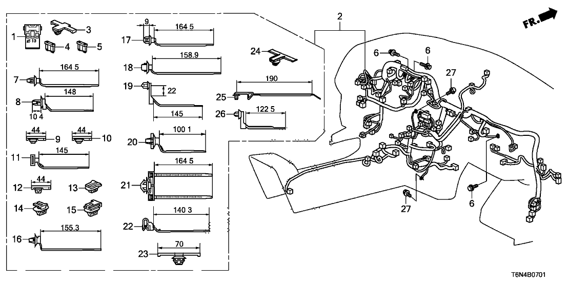 32117-T6N-A11 Genuine Acura Wire Harness Instrument