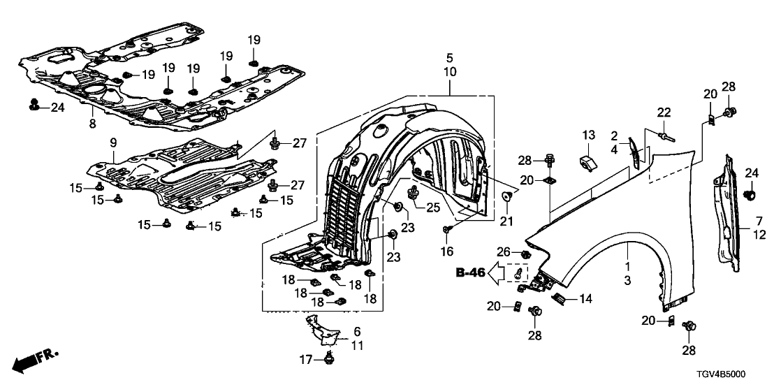 74105-TGV-A00 Genuine Acura Enclosure, Right Front