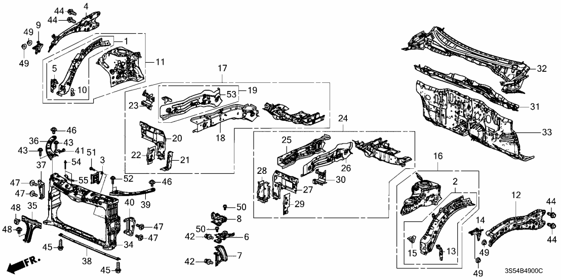 71411-31M-A01 Genuine Acura Bulkhead, Front