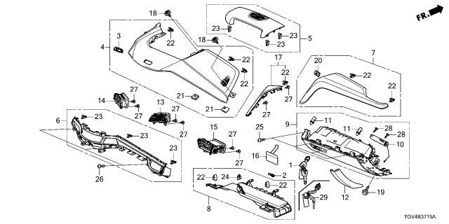 Instrument Panel Garnish (Passenger Side) - 2025 Acura TLX 4 Door A ...