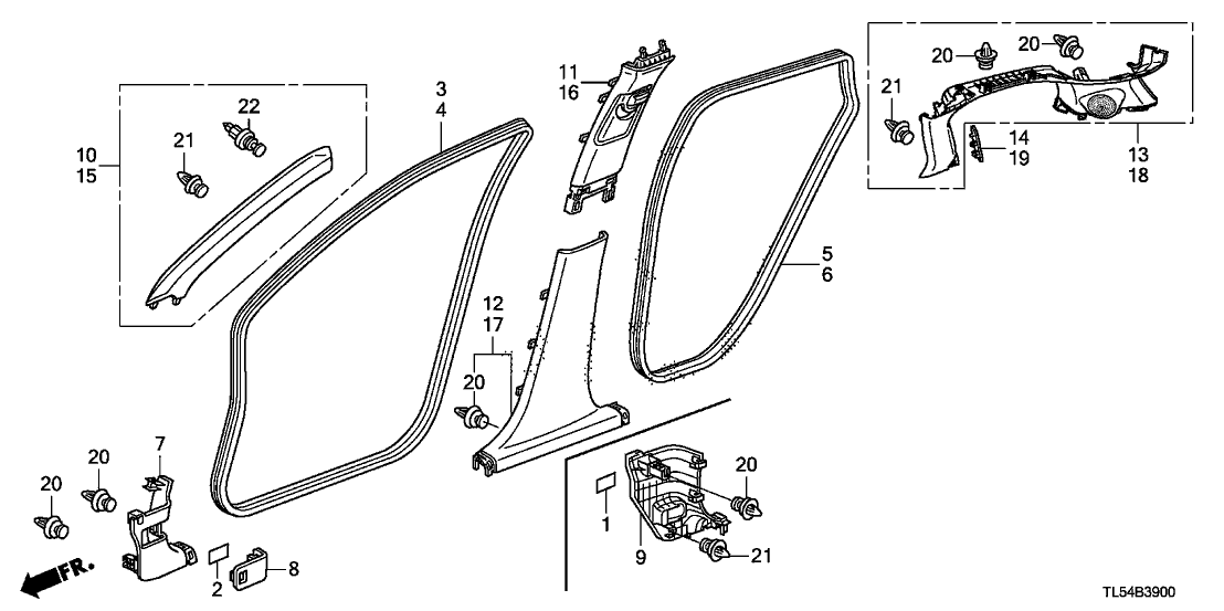 91561-TA0-A01 - Genuine Acura Clip, FR. Pillar Garnish