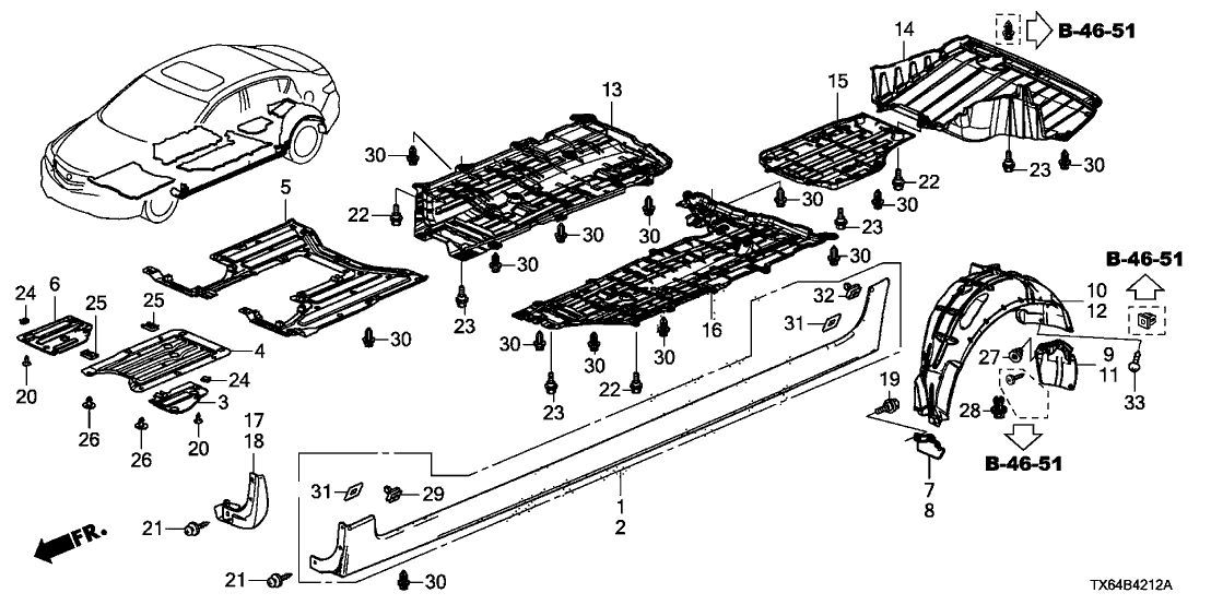 2017 Acura ILX 4 Door BASE KA DCT Under Cover - Rear Fender Cover